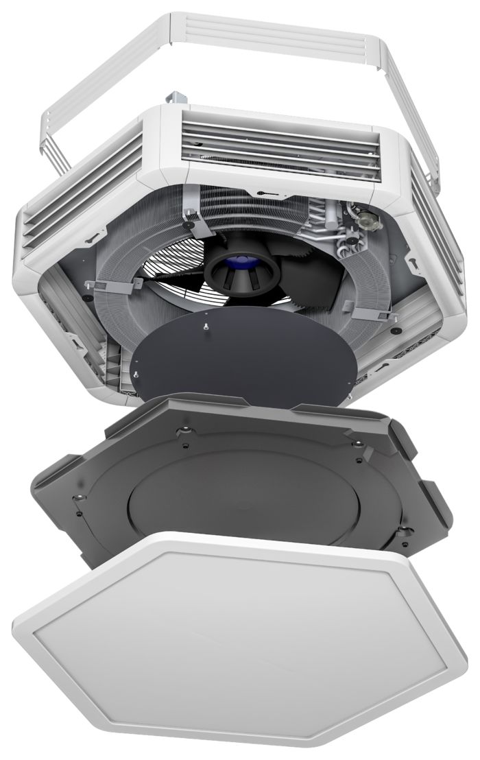 Ultra ceiling air conditioning unit for heating, cooling, ventilation ...